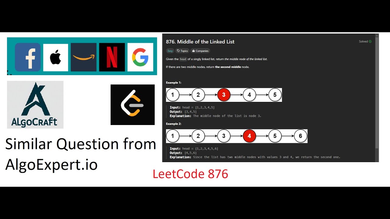 Middle of the LinkedList | LeetCode 876 - YouTube