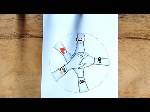 How to draw five best friend hand for beginners step by step# ...