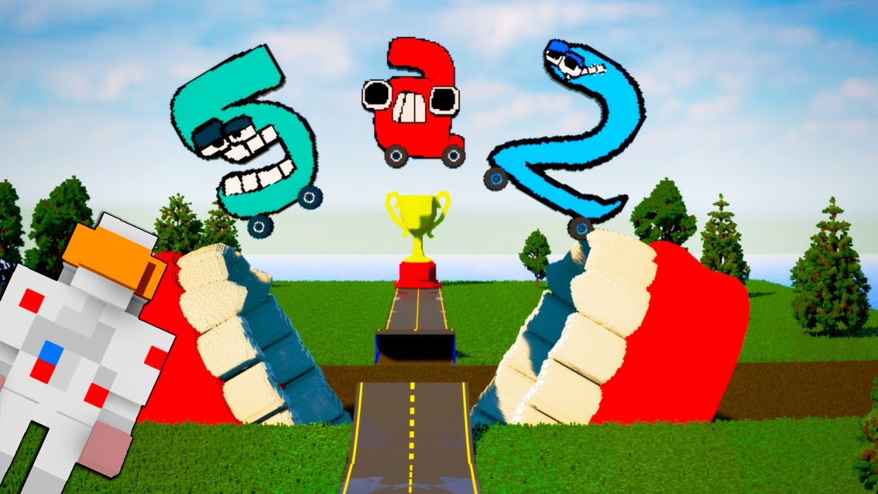 Number & Small Alphabet Lore Cars Jump Over MOUTH | Teardown - YouTube