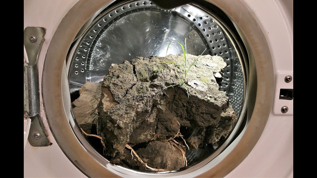 Experiment - Lump of Earth - in a Washing Machine - Centrifuge - YouTube