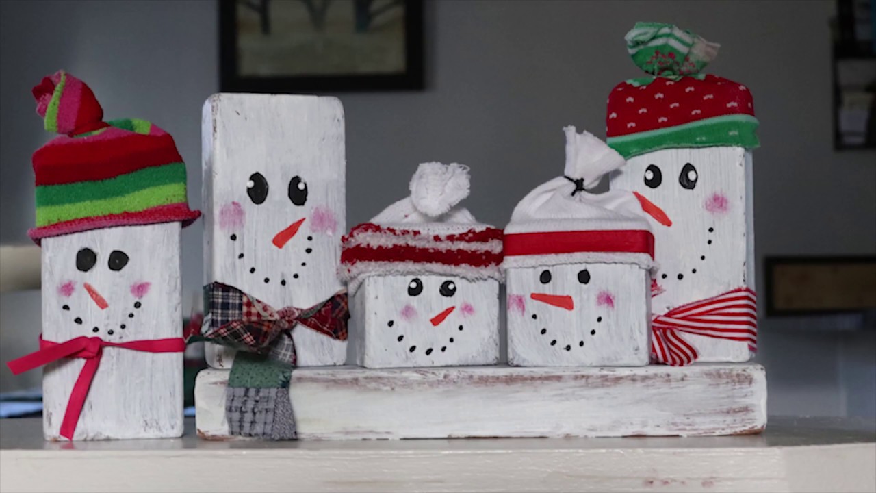 Easy DIY Winter Decor | DIY Block Snowmen - YouTube