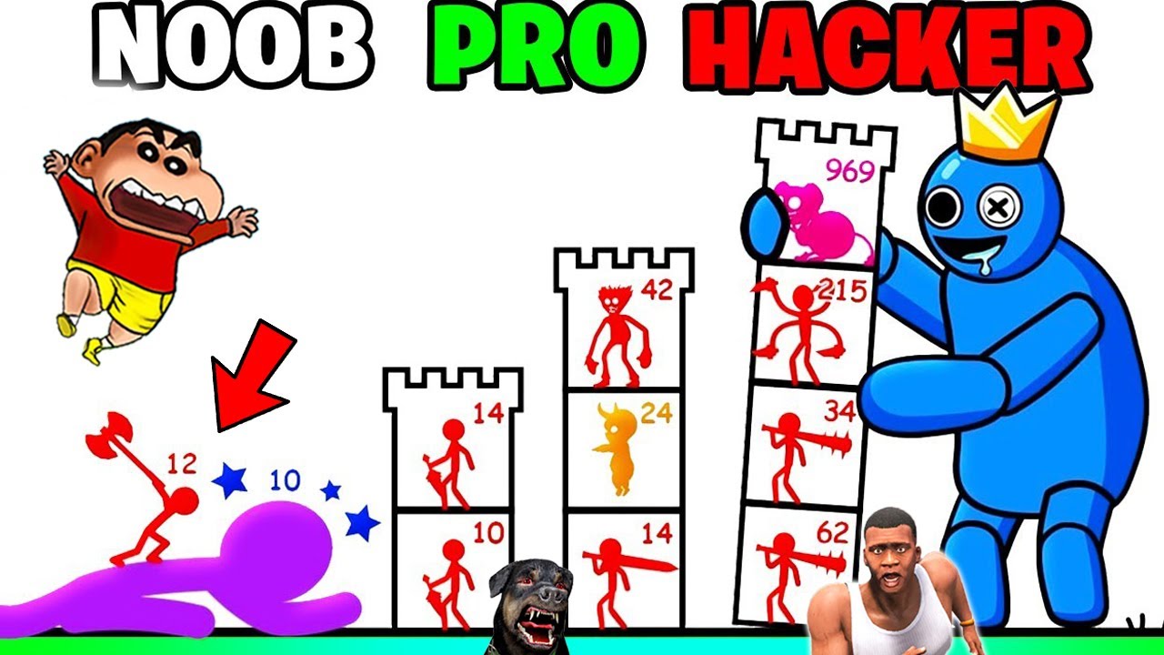 SHINCHAN BECOME STICKMAN And Defeat BIGGEST MONSTER In STICKMAN TOWER ...