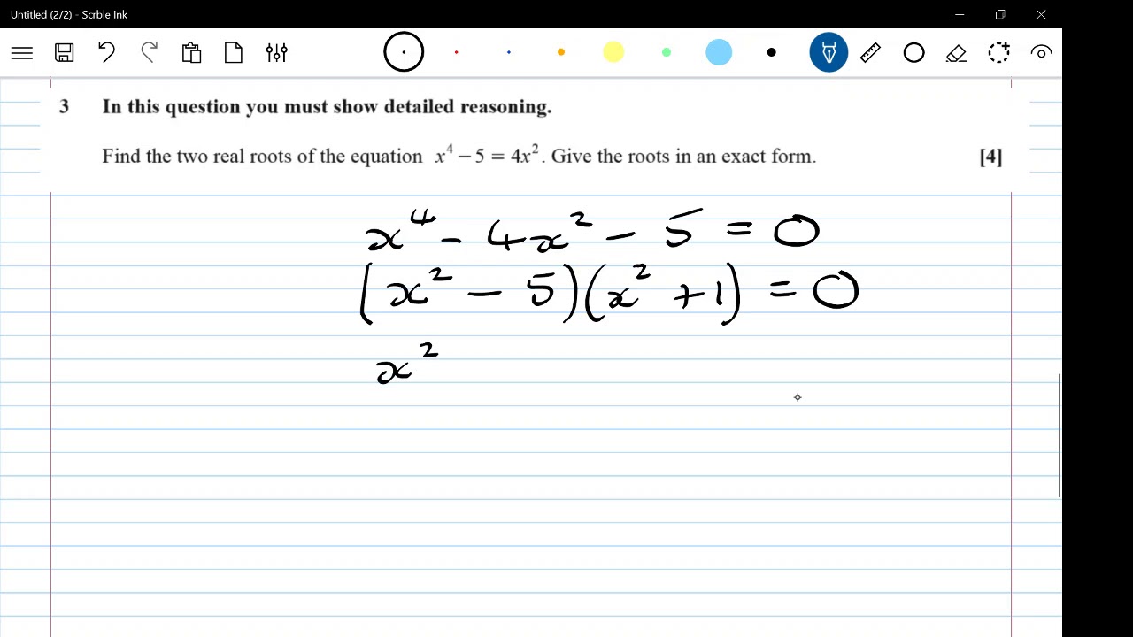 A Level Maths OCR Paper 1 2018 q3 Stealth Quadratic - YouTube
