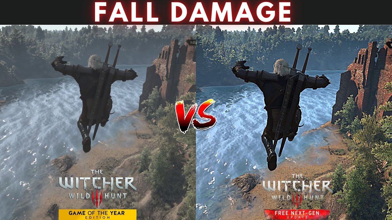 Fall Damage | The Witcher 3: Game of The Year vs Next Gen Update | Side by Side Comparison | 4K ...