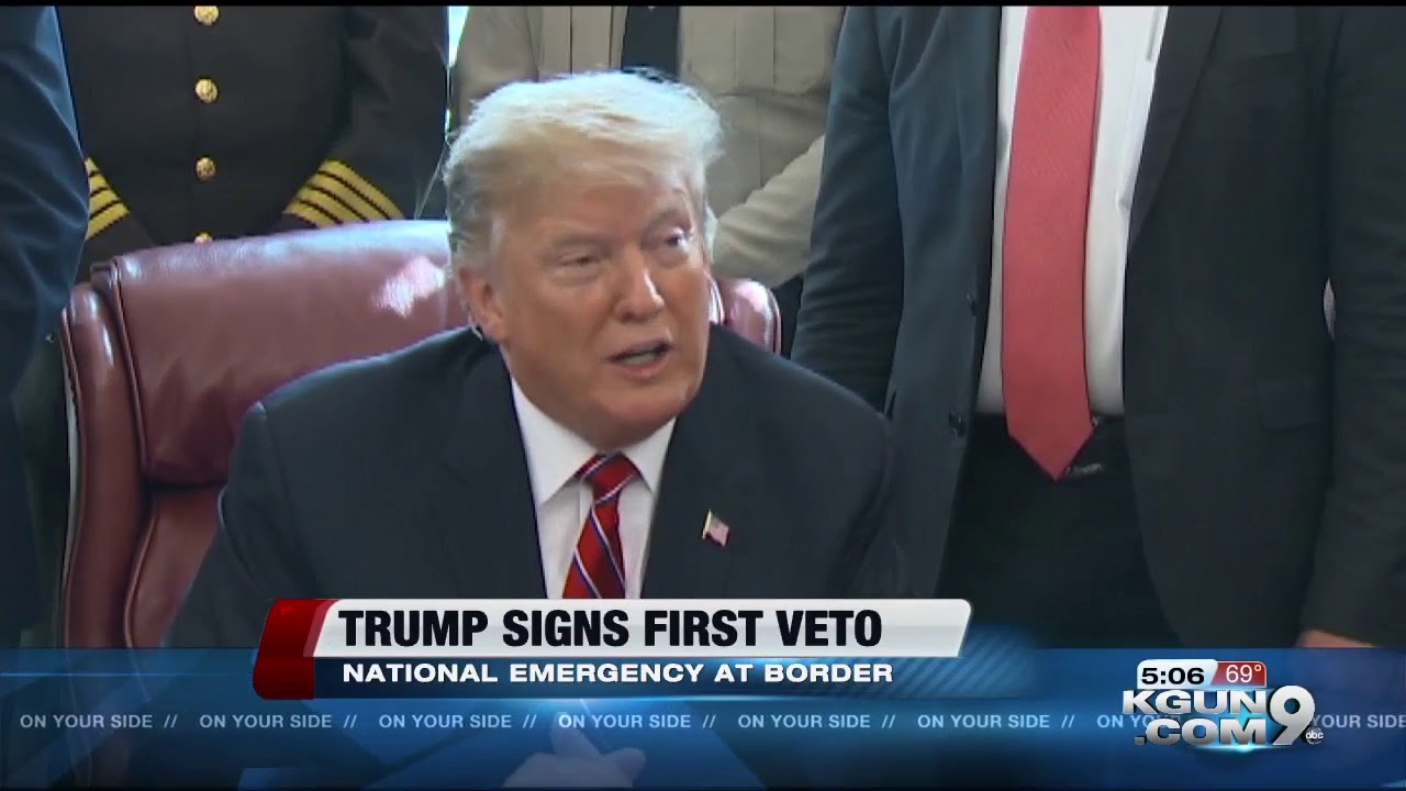 President Trump exercises veto for the first time - YouTube