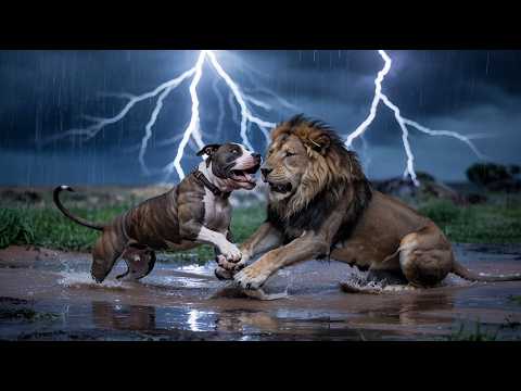 PITBULL VS LION (REAL FOOTAGE)
