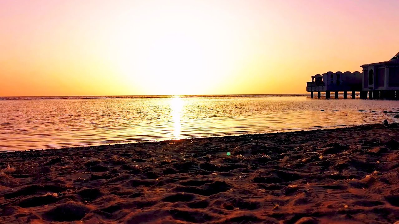 ASMR: Beach Sunset - City in the background - YouTube