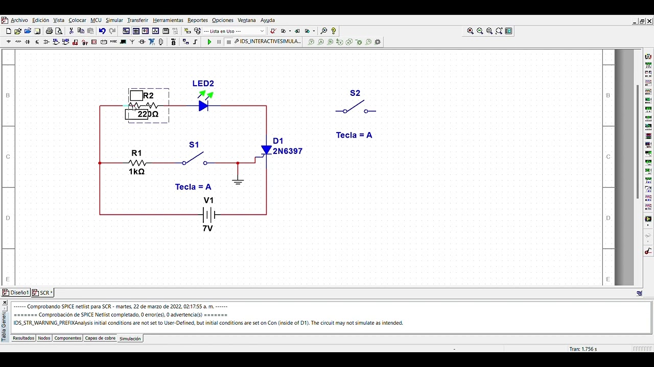 Simulación en multisim de un circuito de disparo mediante SCR - YouTube