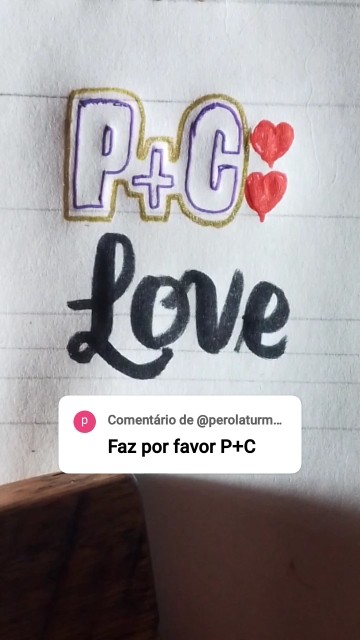 p+c 💞 ##caligrafia #handlettering #iniciais #letras #art #caneta #amor ...