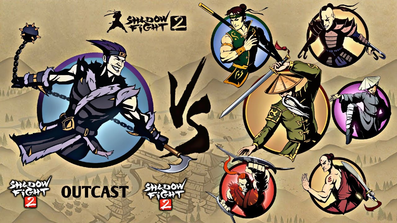 Shadow Fight 2 | Outcast vs Hermit and Bodyguards - YouTube