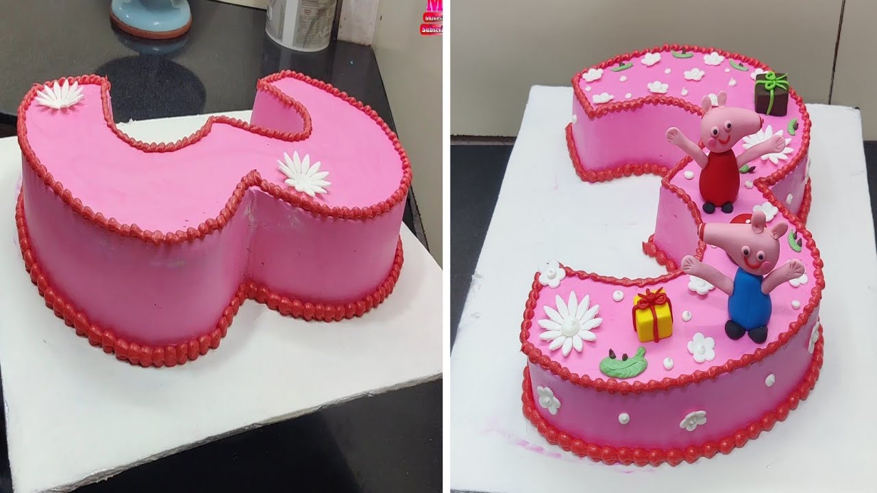 How To Make 3 Number Butter Cream Cake | 3 Number Cake Kiase Cutting ...