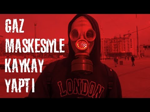 Gaz Maskesi Taktı, Taksim Meydanı'nda Kaykay Yaptı