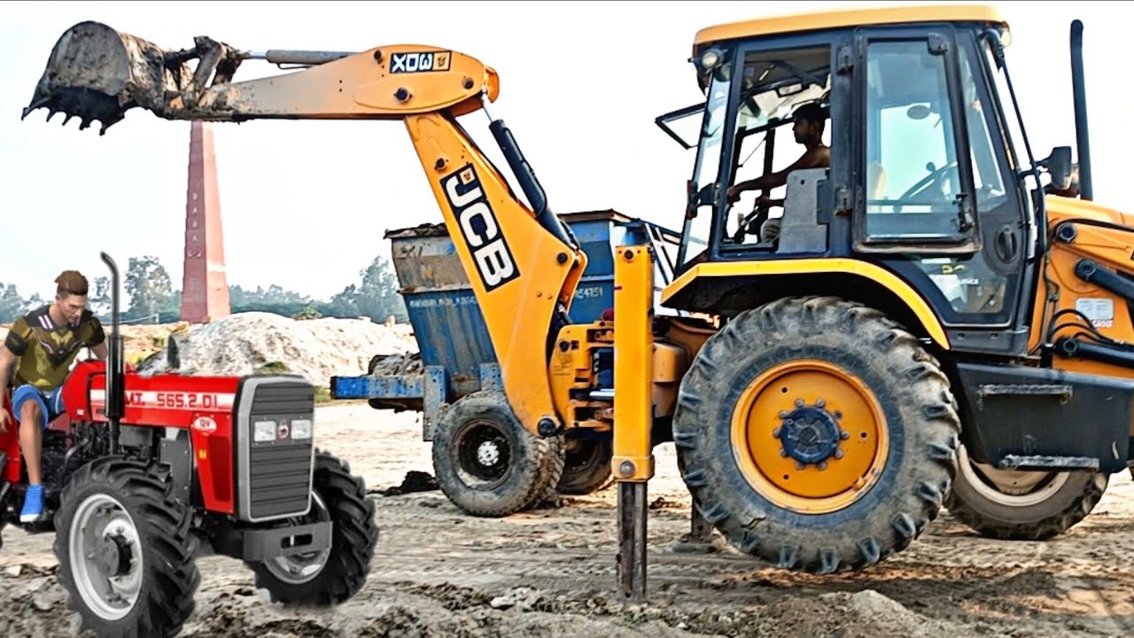 Jcb 3dx Loading Mud - YouTube