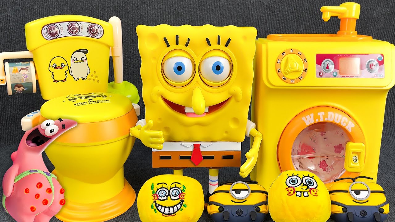SpongeBob ASMR🥰Satisfying Unboxing SpongeBob Toilet & Laundry Toys ...