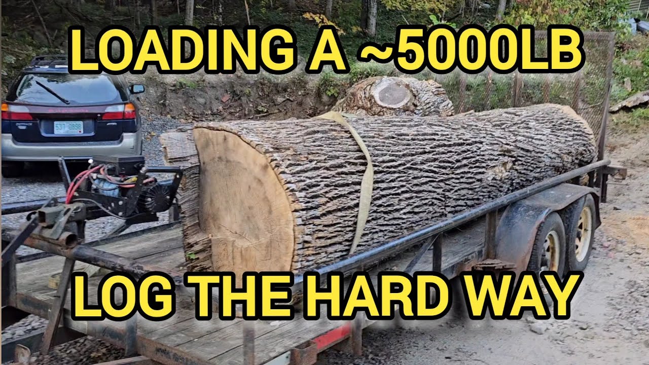 Struggle to load a heavy 3 ft thick hardwood log. 9k winch can sort of ...