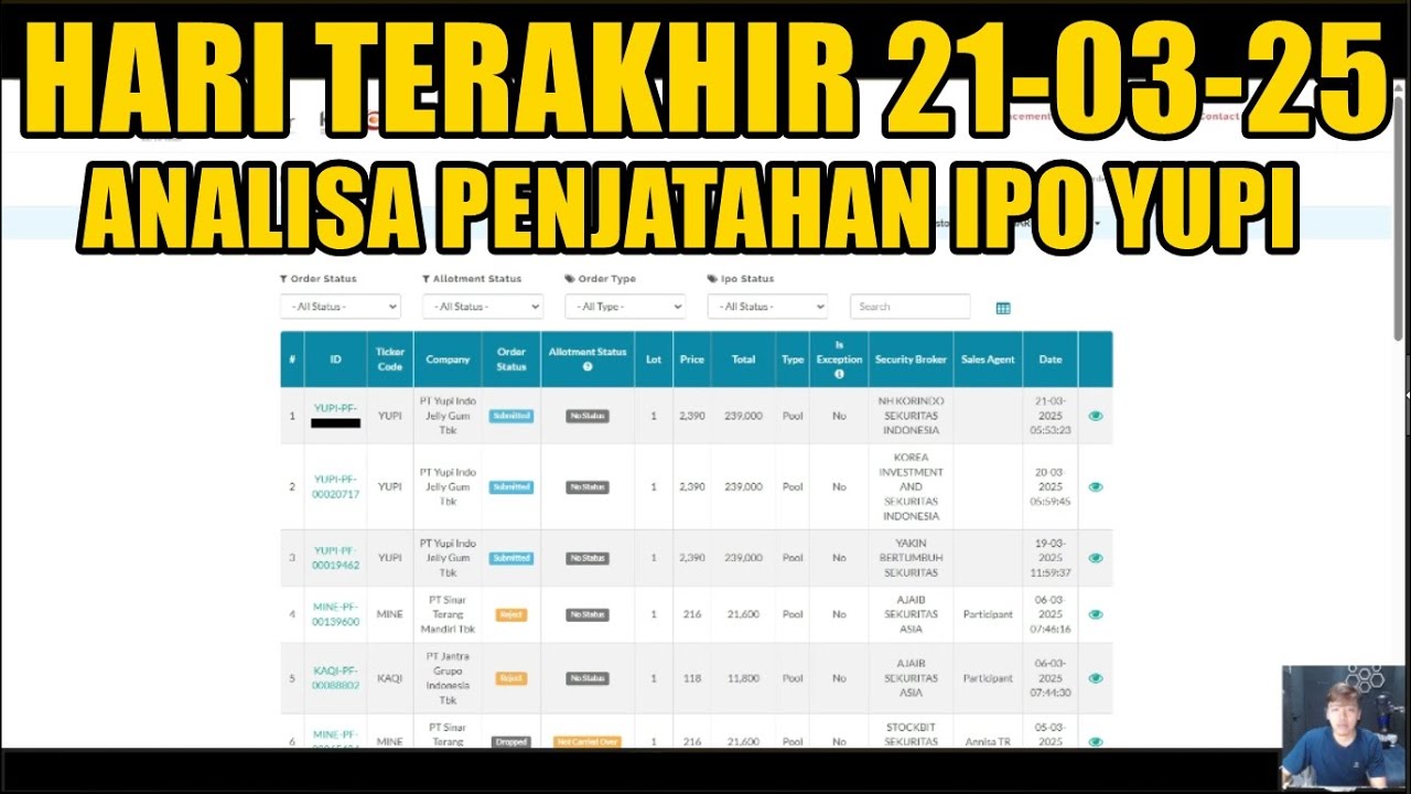 Hari terakhir 21-03-25 analisa penjatahan IPO saham YUPI - YouTube