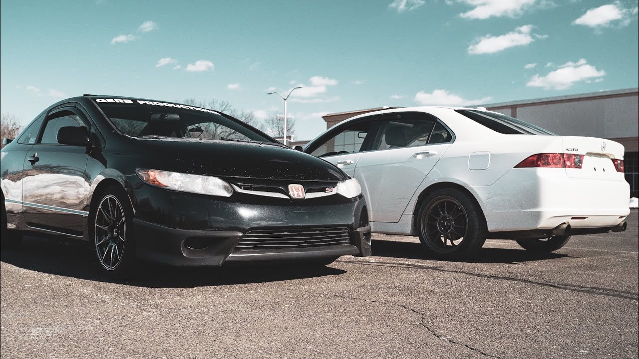 Acura Tsx CL9 vs K24a Civic Si Fun Runs! - YouTube