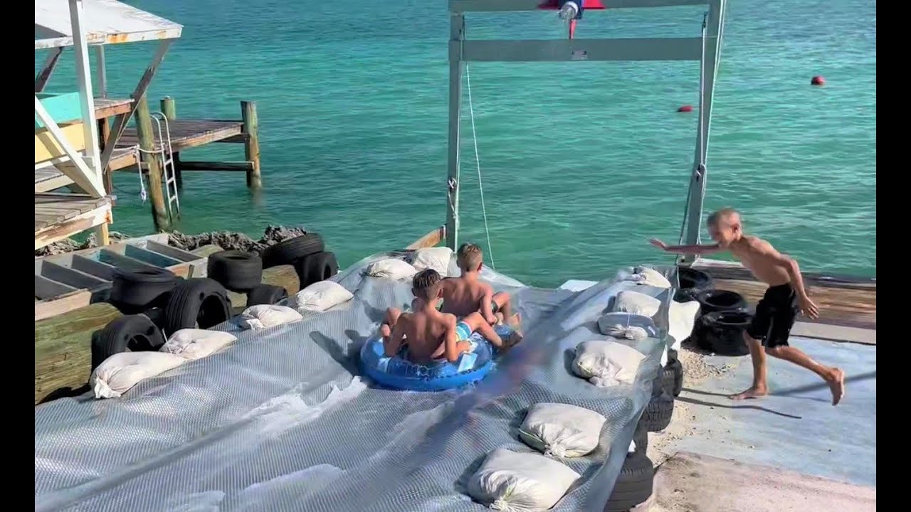 DIY water park/slides run into the sea (August 19, 2022) - YouTube