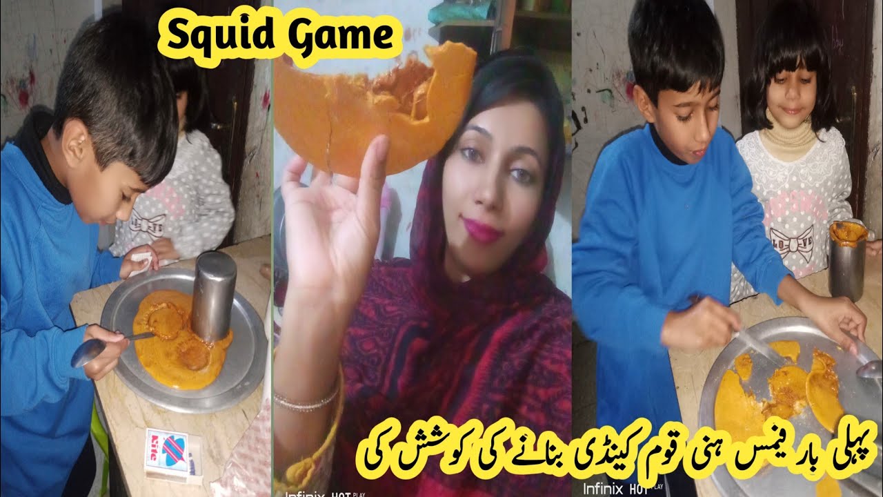 Bety ky Farmish py Aaj first time banai honeycomb candy😋Bety ny game ...