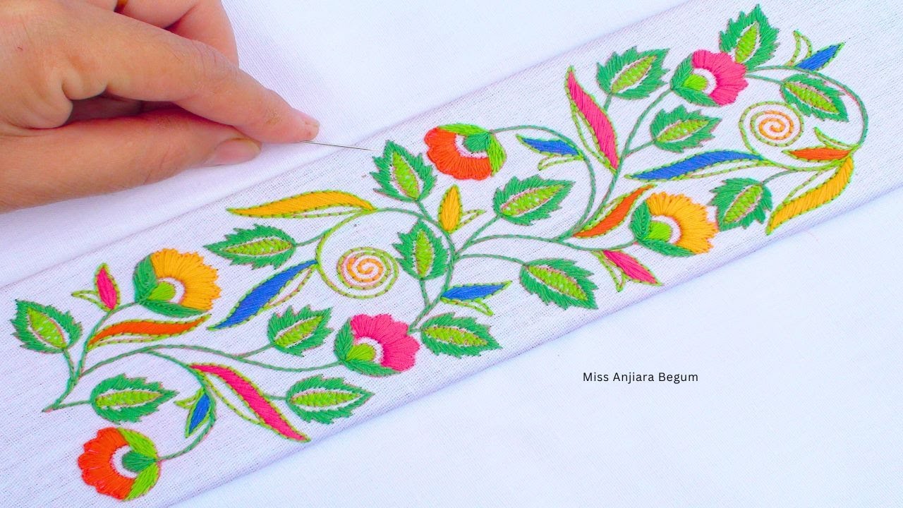 Stunning Hand Embroidery Borderline Design, Elevate Your Dress with DIY ...