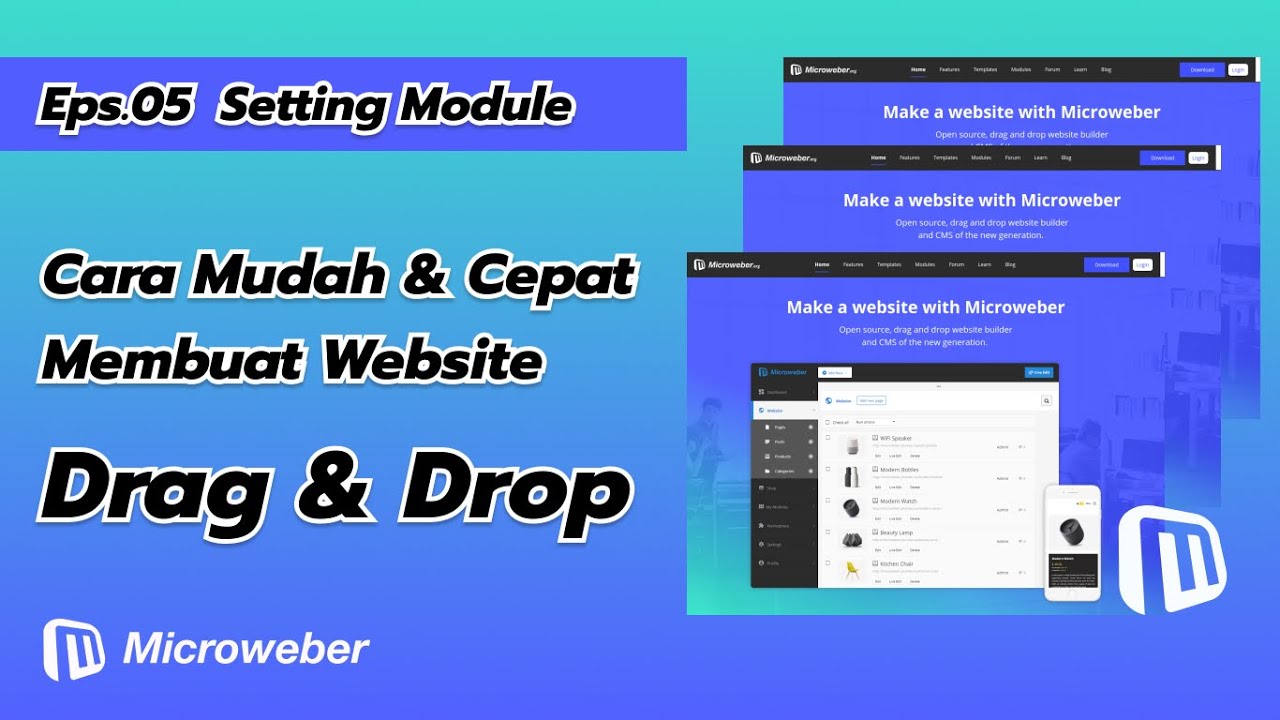 Cara Membuat Website Menggunakan CMS Microweber - Part 05 Setting Module - YouTube