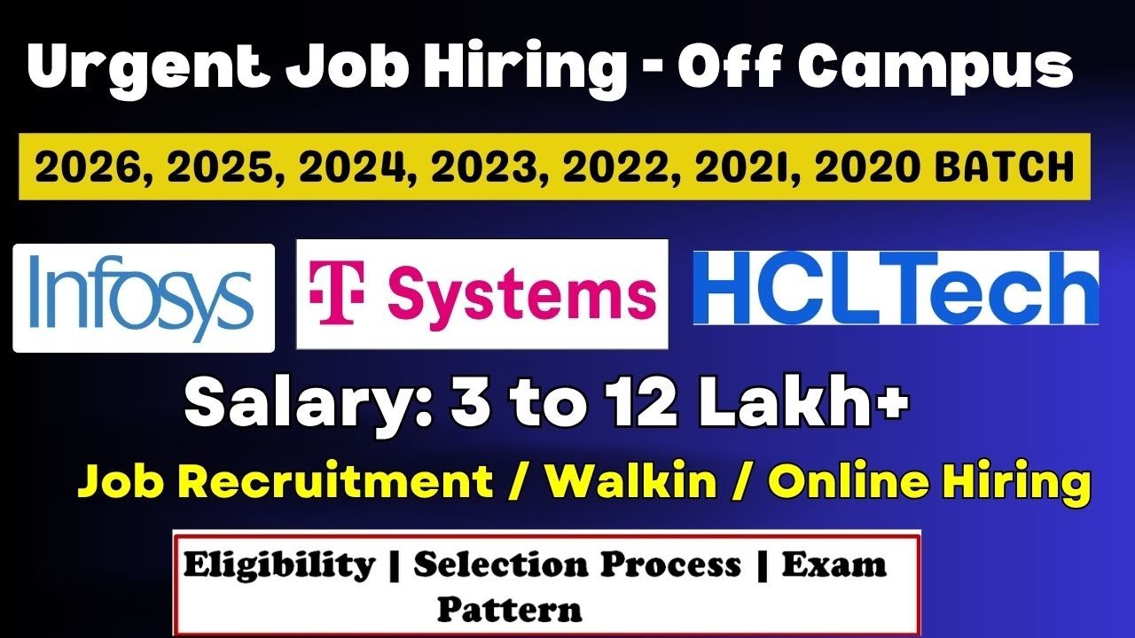 Urgent Hiring | T System, HCL, Infosys walk in interview | Jobs for ...