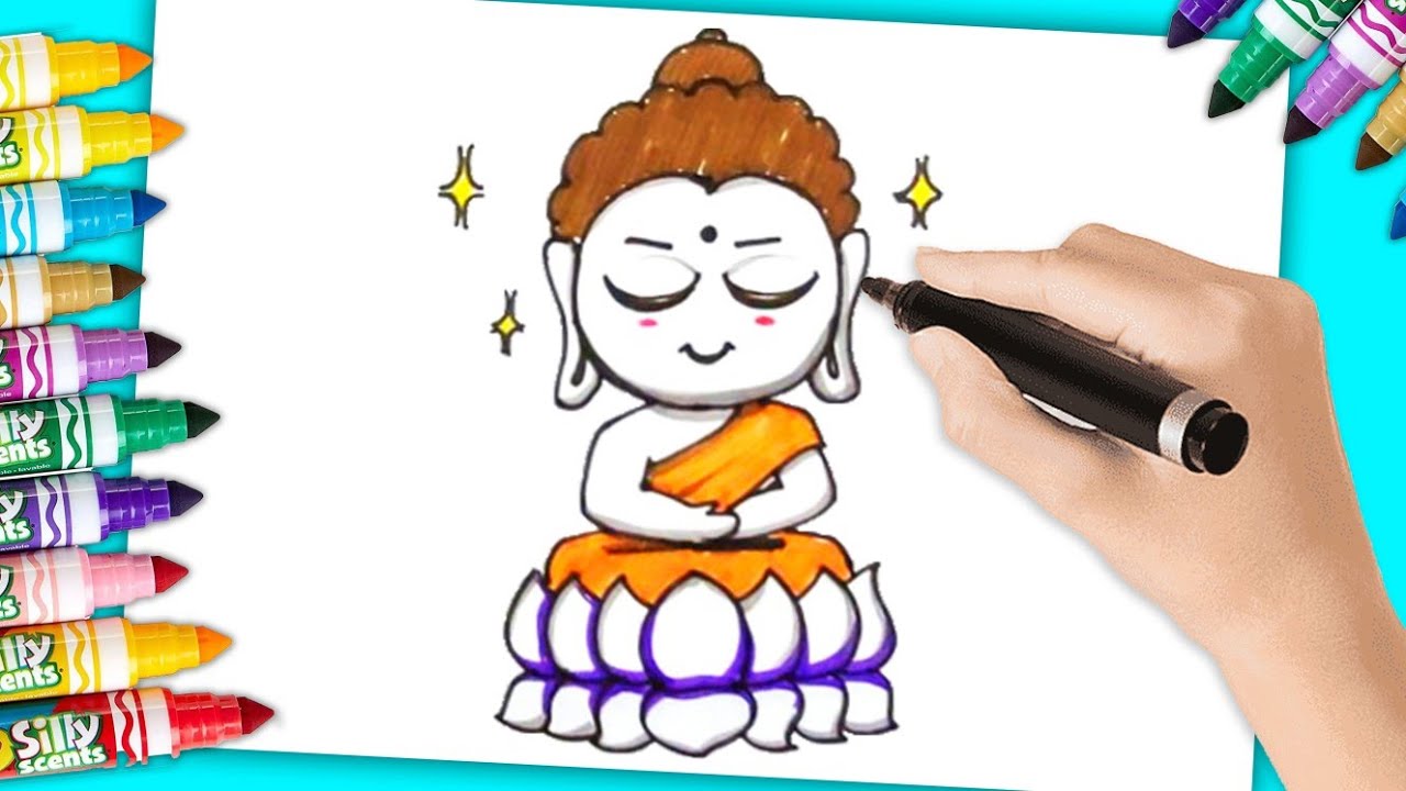 how to draw buddha easy | cute buddha drawing | cute gautam buddha ...