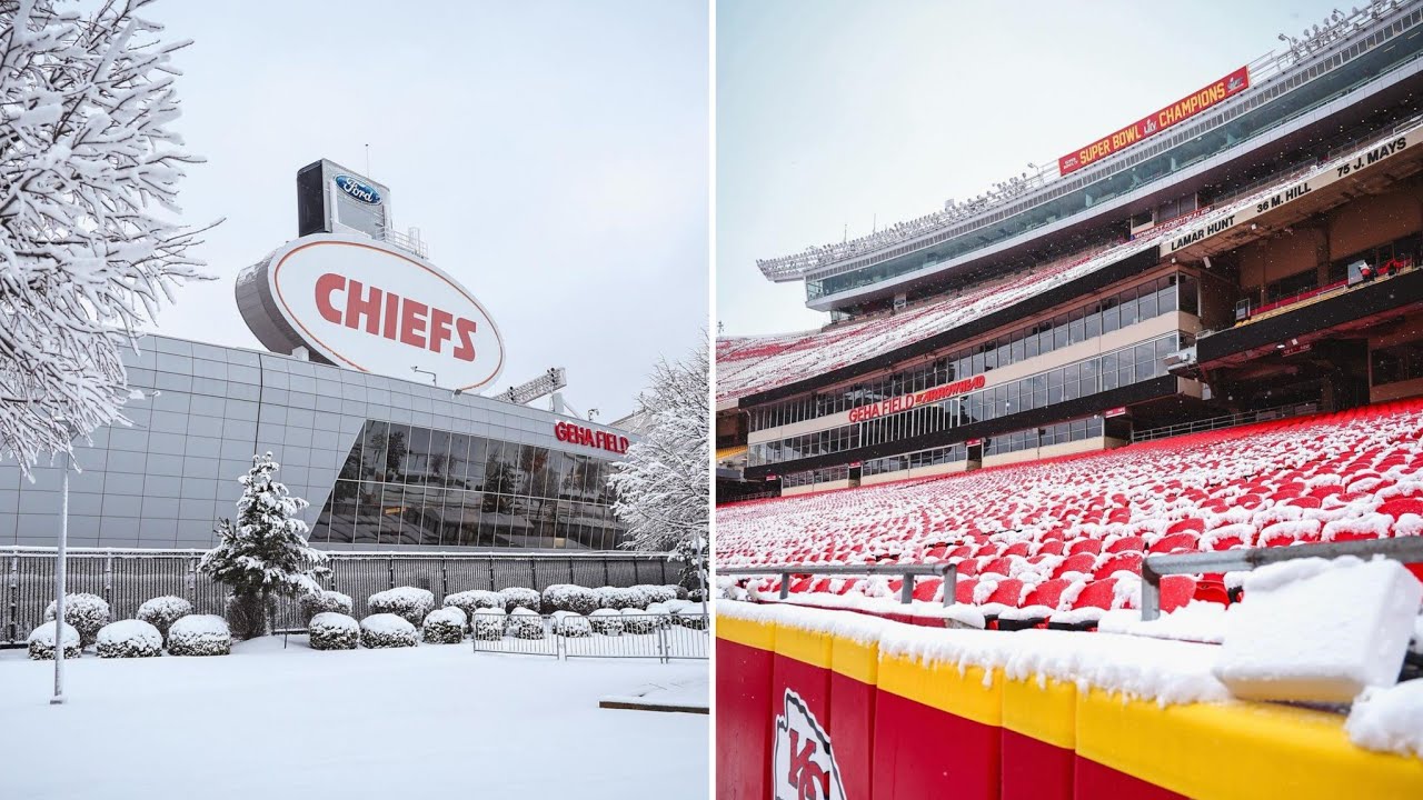 KC WONDERLAND ! Inside GEHA Field at Arrowhead Stadium! Full Snow ...