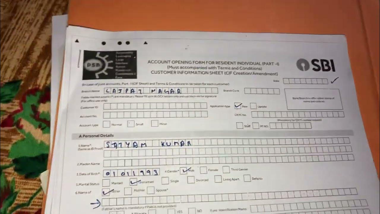 SBI bank ka saving account form kaise bhare || How to fill SBI Bank account Opening form - YouTube