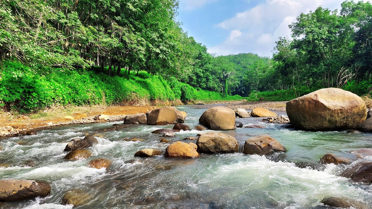 Relieve Stress with Peaceful river flowing over rocks, mountain stream ...