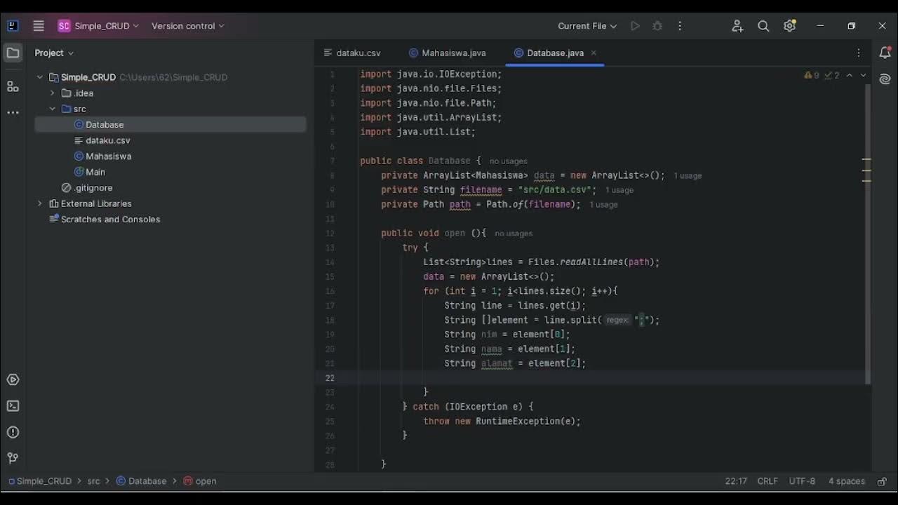 Tutorial membuat simple CRUD database sederhana menggunakan intellij idea - YouTube