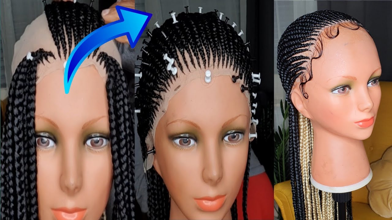 HOW TO MAKE BRAIDED WIG EXTENSIONS | USING EXPRESSION (cornrows) - YouTube