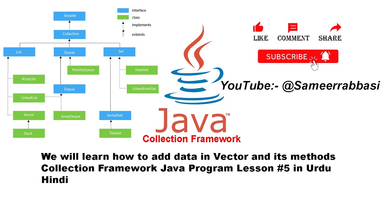 We will learn how to add data in Vector and its methods Collection Framework Java Lesson #5 in ...