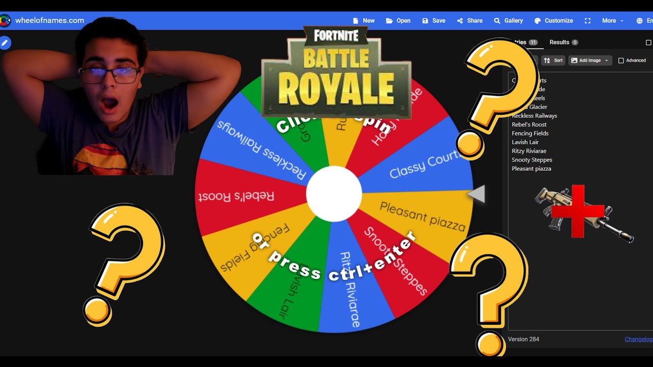 FORTNITE BUT THE WHEEL DECIDES MY DROP SPOT | *Fortnite challenge ...