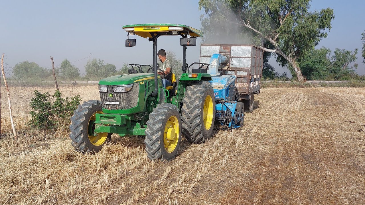 John deere 5405 CRDI | Punni Straw Repper | Tractor Testing - YouTube