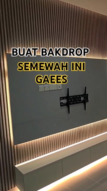 Backdrop + lampu led semewah ini cuma menggunakan wood panel 3D & lampu ...