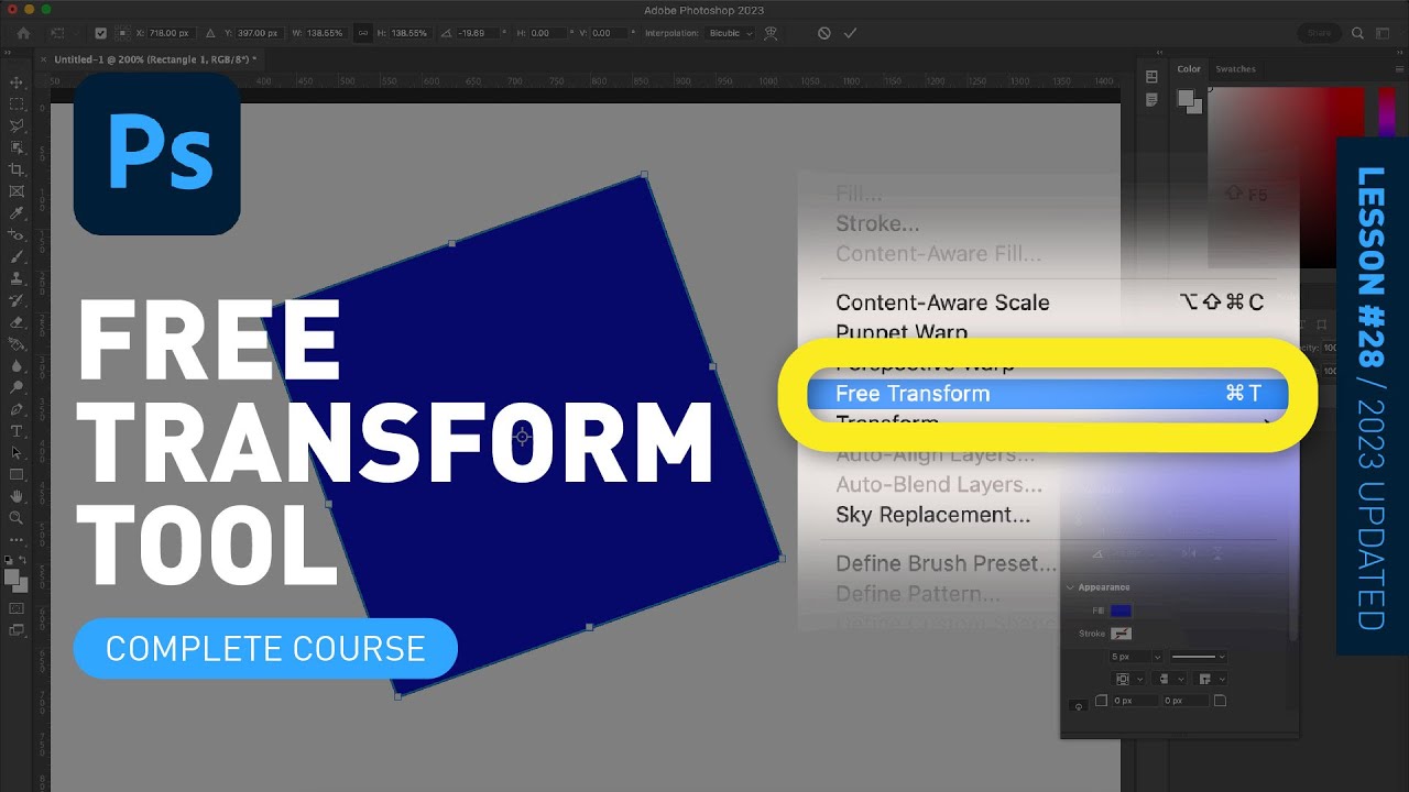 Free Transform & Rotate - Explained & Demonstrated [Photoshop Tutorial ...