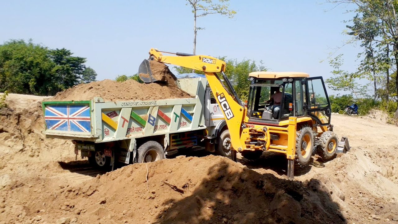 Full Loading-JCB Backhoe Loader at Work-Loading DumpTruck-JCB 3DX Eco ...