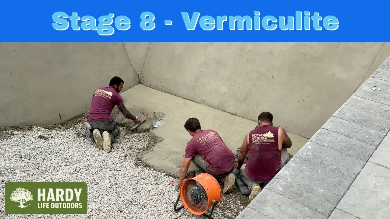 E42: Stage 8 Installing vermiculite to shape the pool and support the ...