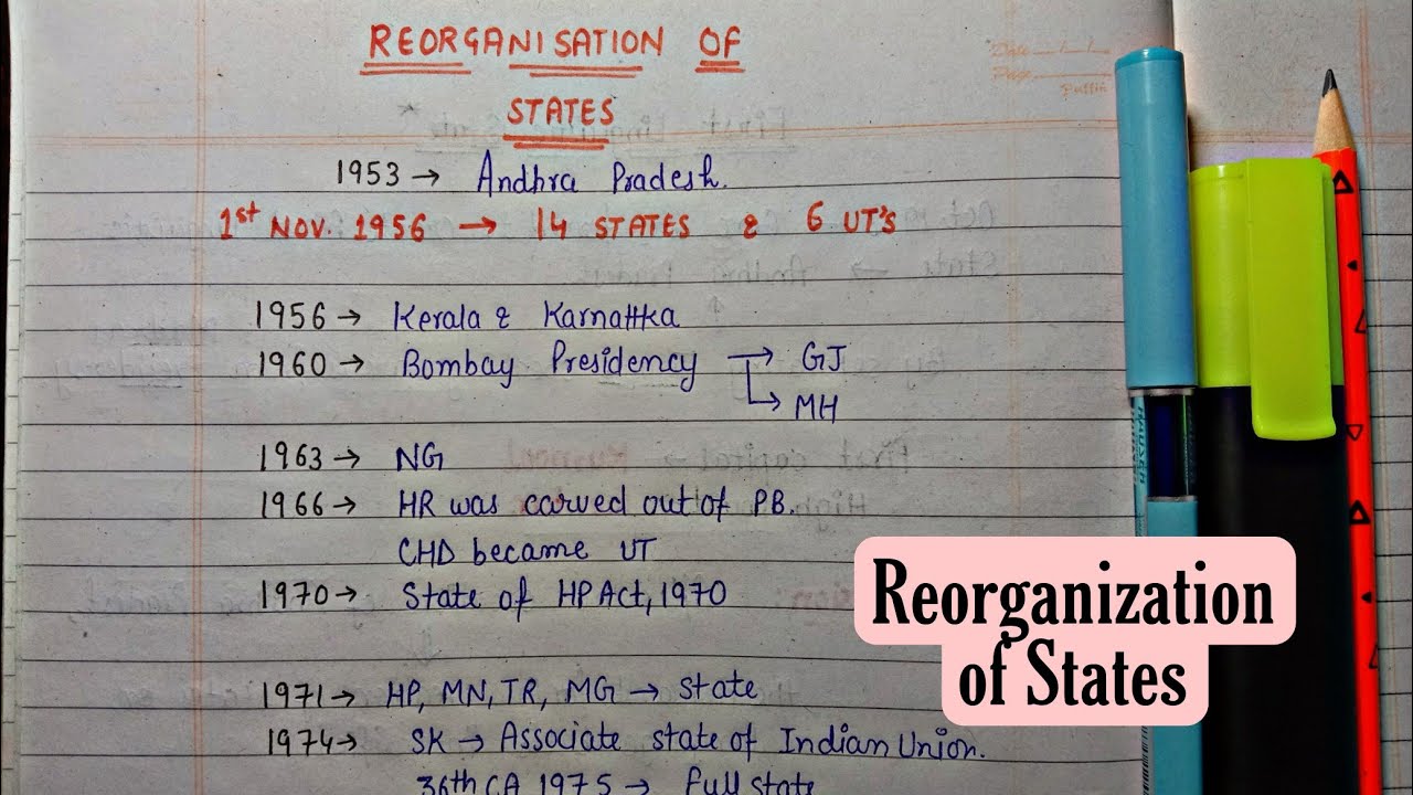 Reorganization of States || Handwritten Notes || Lec.8 || Indian Polity ...