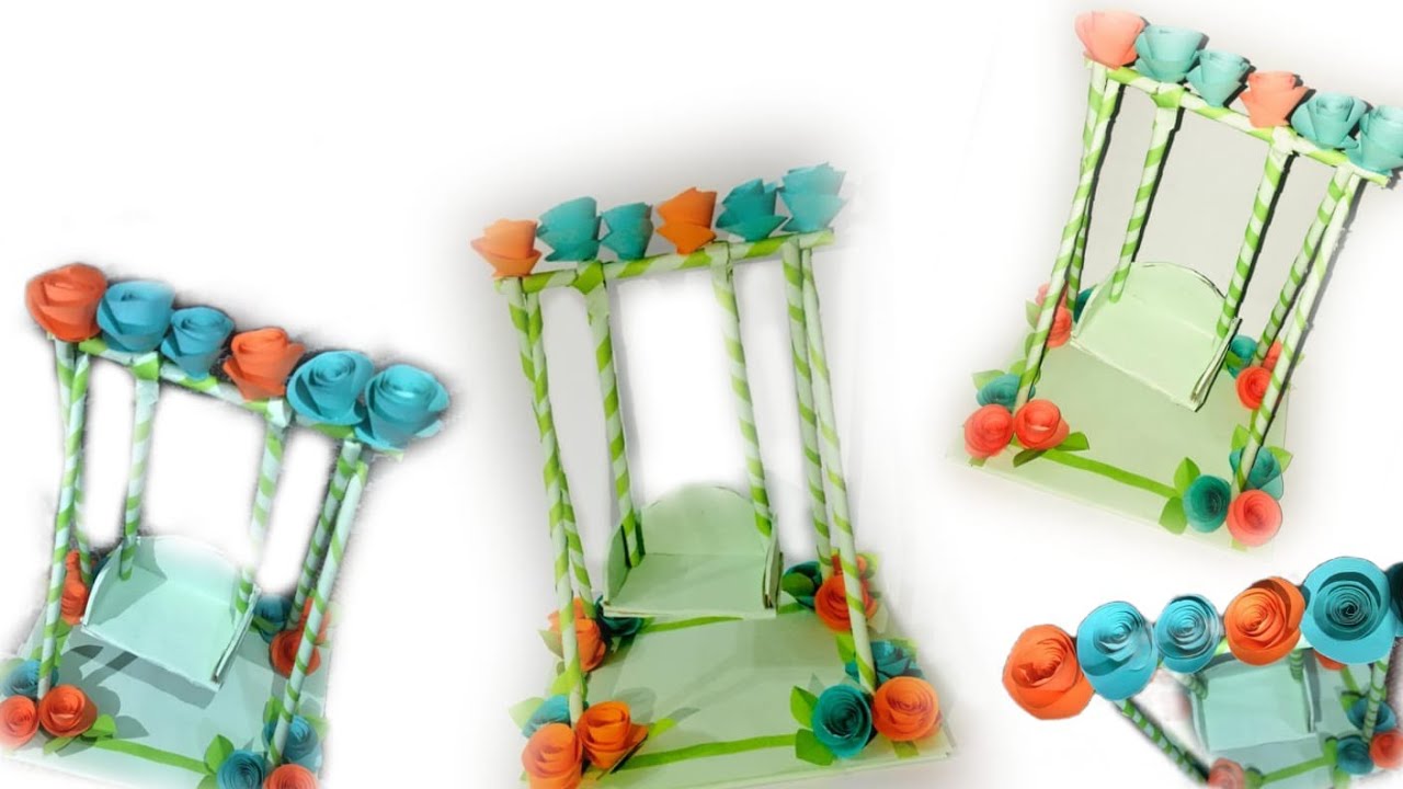How to make a paper swing | DIY Miniature swing making at home | Paper ...