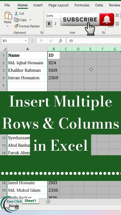 Insert Multiple Rows and Columns in Excel : Fastest Way - YouTube