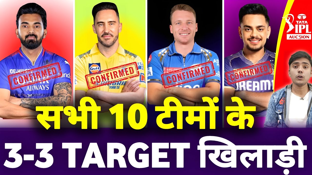 IPL 2025 : All 10 Teams 3-3 Target Players | IPL Mega Auction | Sports ...