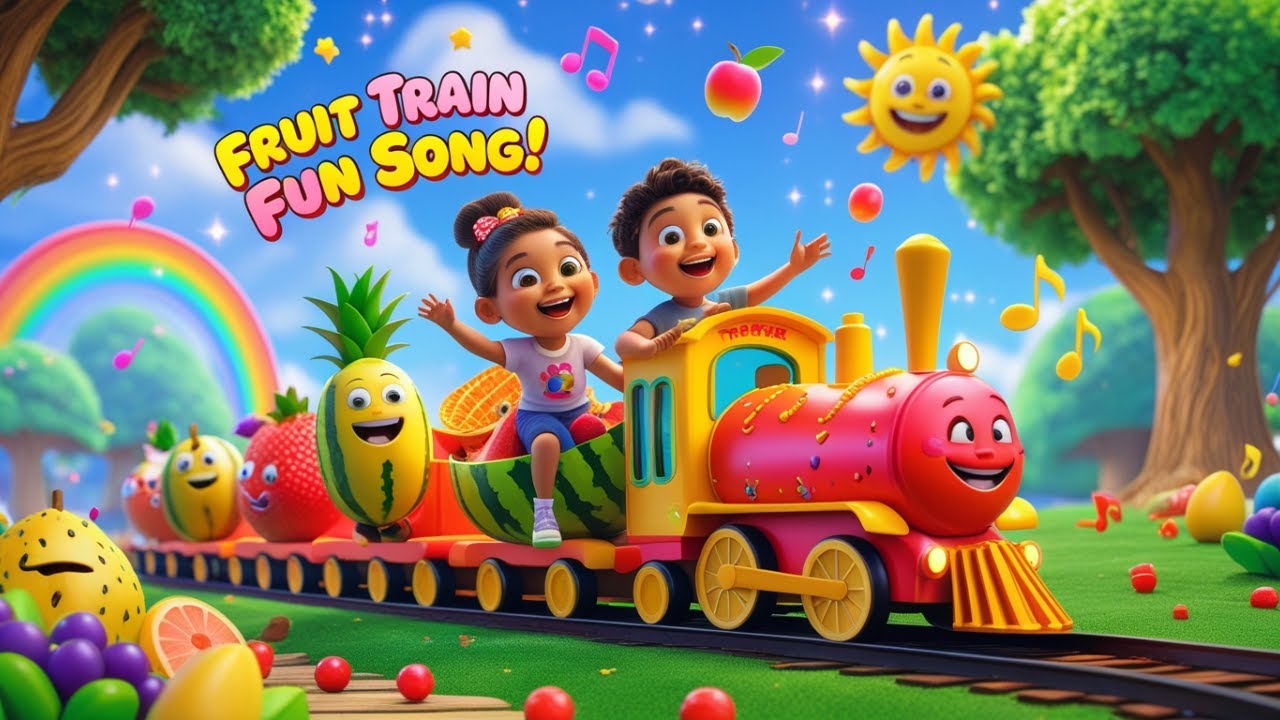 🚂 Fruit Train Song for Kids Fun Learning with Dancing Fruits! 🍎🍌🎶 ...