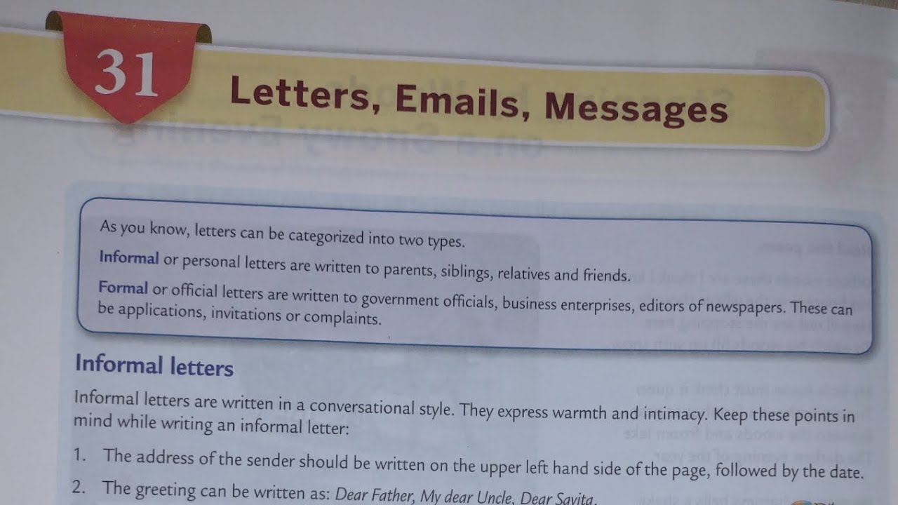 Ch- 31 Letters, Emails, Messages | Class -VII | Collins English grammar ...