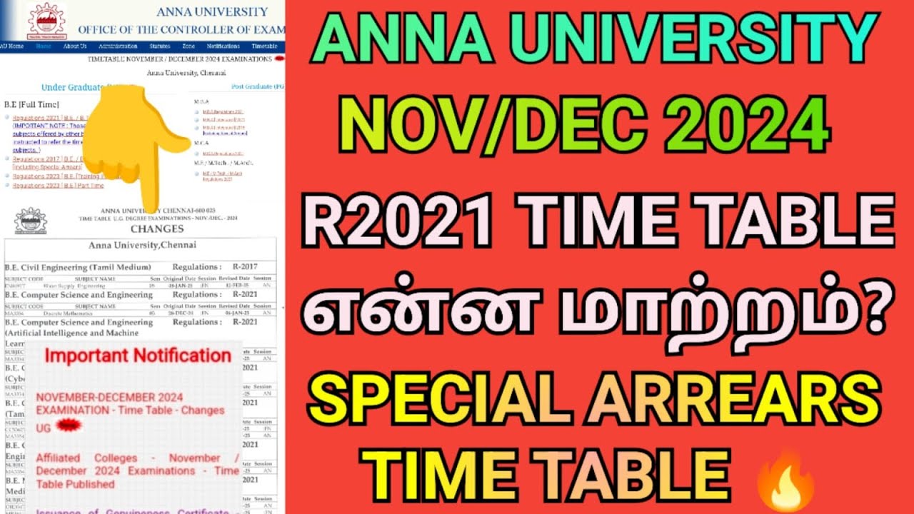 Anna University R2021 Time Table Changed?🤔| Engineering Special Arrears ...