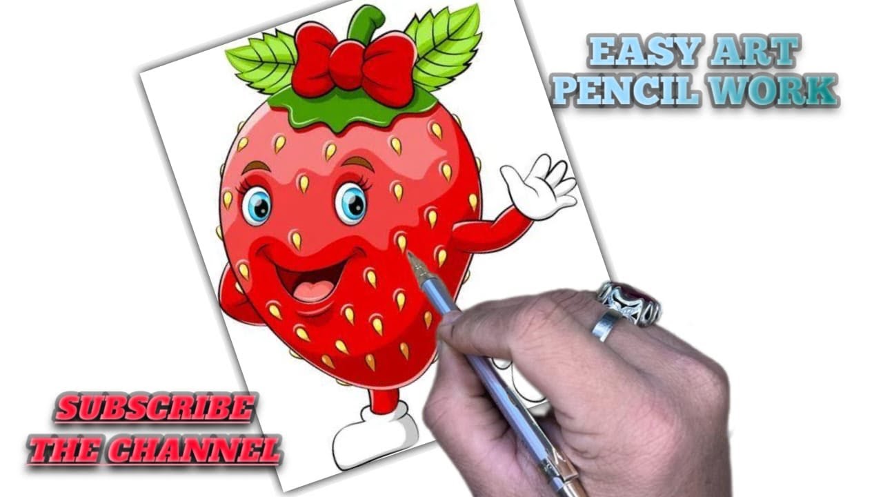 how to draw strawberry| Drawing for kids| strawberry drawing step-by ...