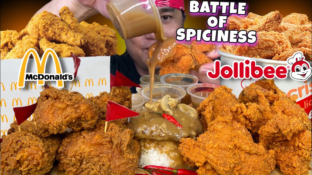 SPICY JOLLIBEE CHICKEN JOY & SPICY MCDO MUKBANG PINOY MUKBANG - YouTube