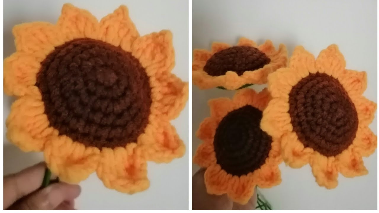 crochet sun flower easy tutorial with images and written pattern - YouTube