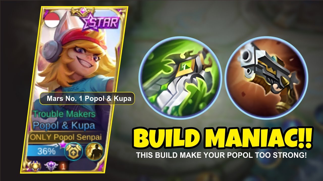 MANIAC ‼️POPOL FULL DAMAGE BUILD 😱 BEST BUILD POPOL AND KUPA 2023 ...